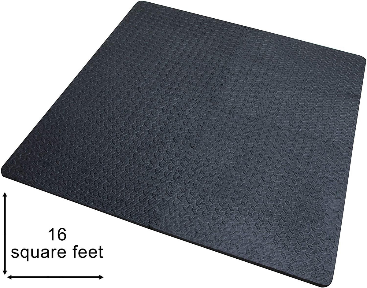 Extra Large Interlocking Black Foam Mat Tiles & Edges - 4 Tiles – Edukit