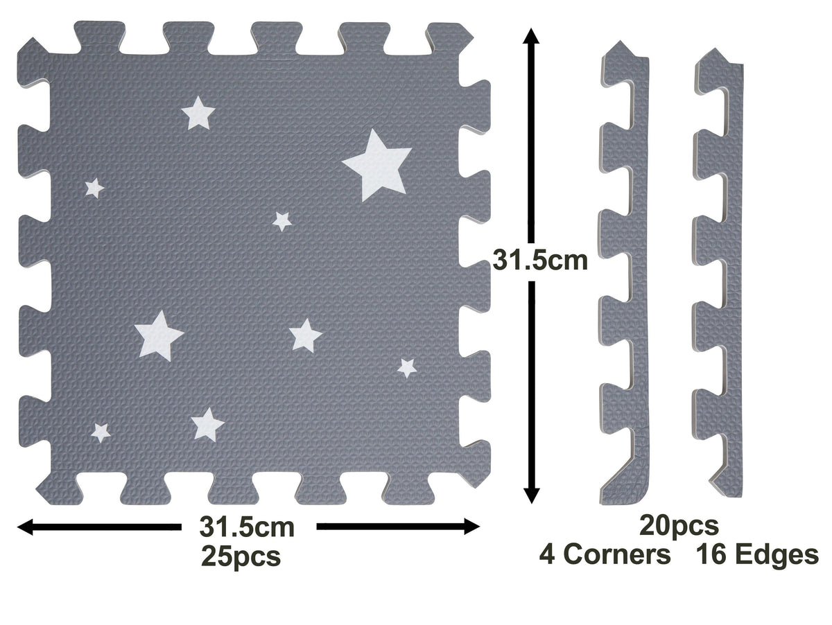 ‘Night Stars’ EVA Foam Interlocking Play Mat in Dark Grey - 25 Tiles ...